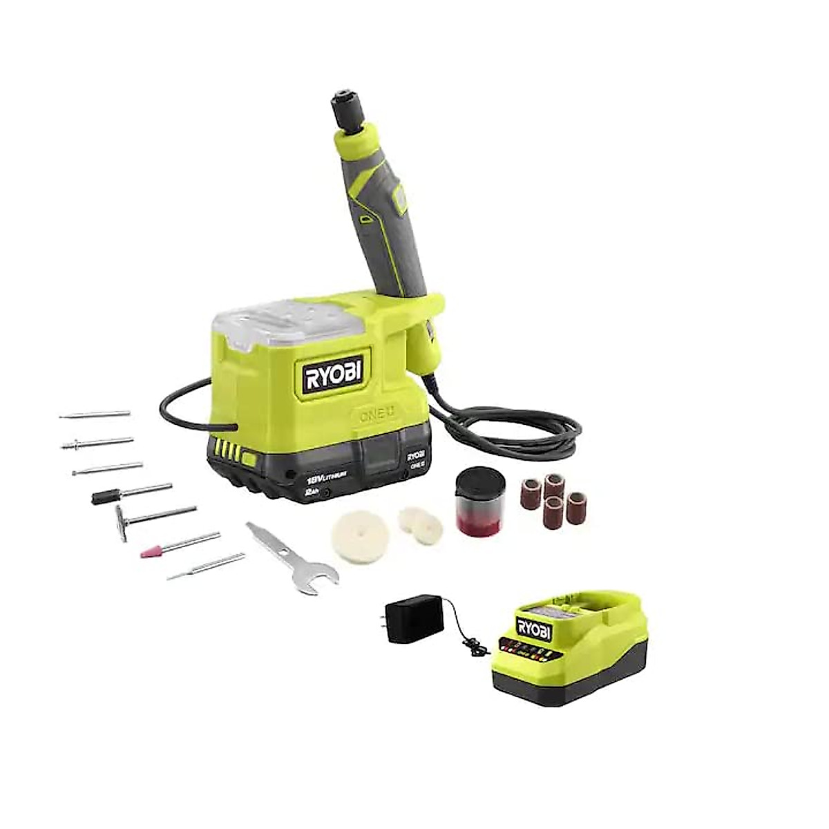 RYOBI ONE+ 18V Cordless Precision Craft Rotary Tool Kit with 1.5 Ah Battery and Charger