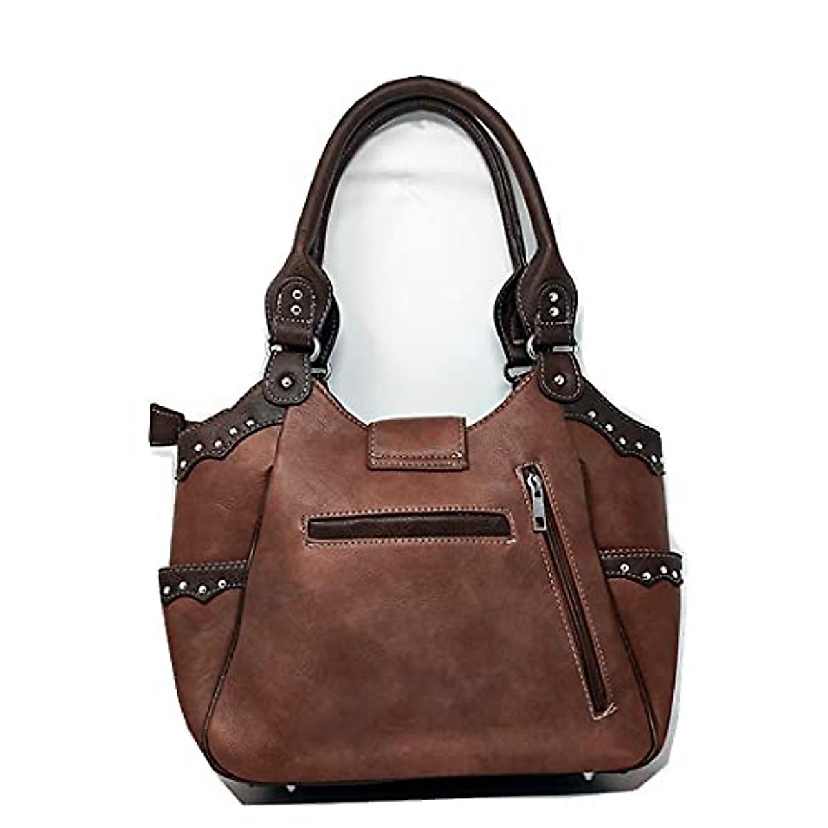 Texas West Western Style Rhinestone Concho Buckle Concealed Carry Purse Women Shoulder Bag in 4 colors (Brown)