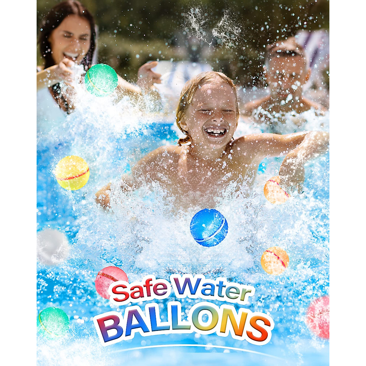 SOPPYCID 15Pcs Reusable Water Balloons, Magnetic Water Balloons for Kids Boys Girls, Quick Fill Soft Silicone Water Balls for Kids, Pool Outdoor Summer Toys for Refillable Water Ballons Bath, Beach