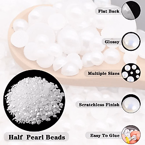5700 Pcs Half Pearls for Crafts,Nail Pearls for Nails Art for Crafting DIY Accessory,Flatback Pearls gems for Makeup,White Neatly Organized Craft Pearls for Artists Creative (2/3/4/5/6/8/10mm)
