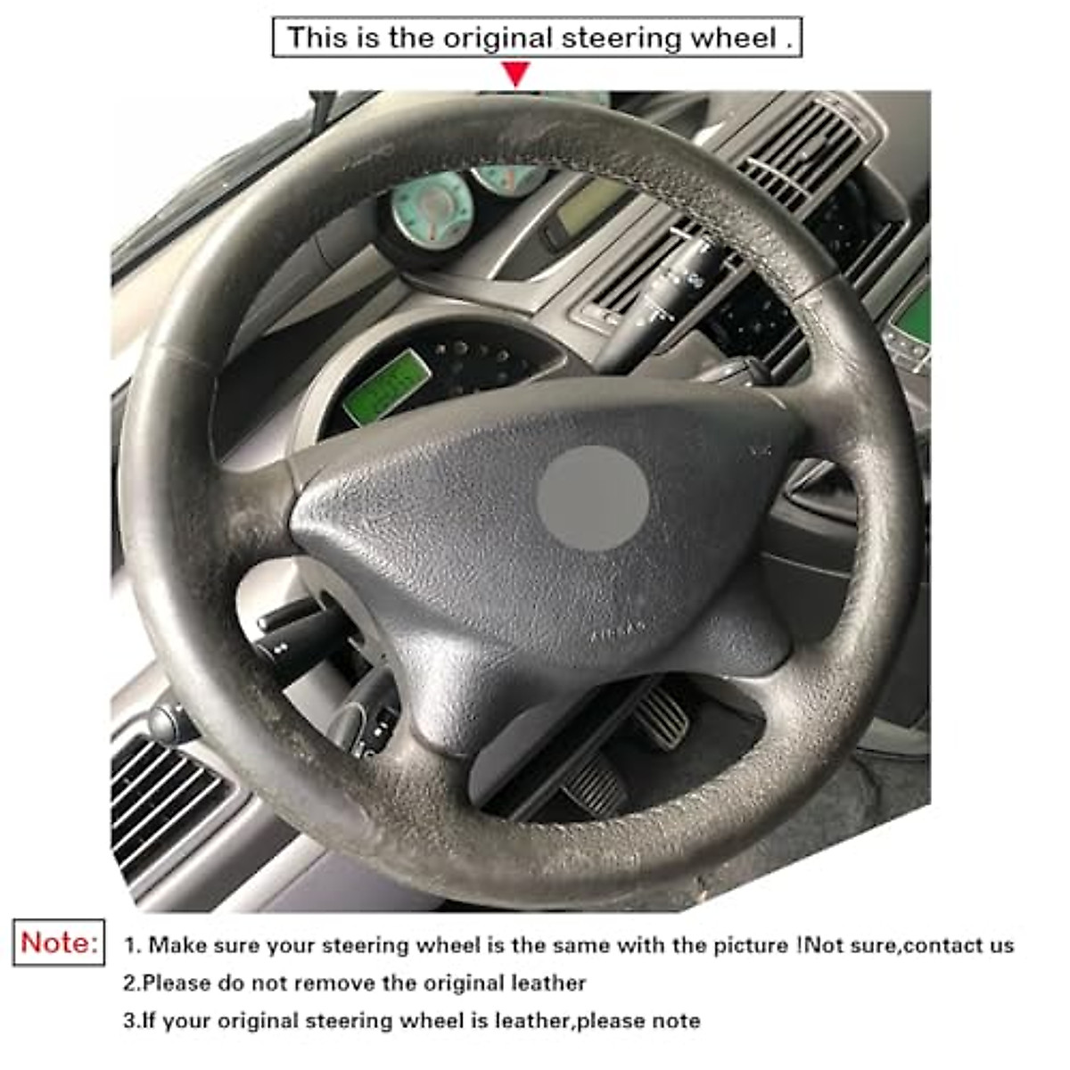 Fit for Citroen Picasso 2001-2008,Stitch Steering Wheel Cover,Leather Steering Wheel Cover Lace Up,Non-Slip Steering Wheel Cover