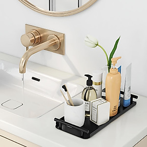 FEILERN Toilet Paper Basket, Stainless Steel Toilet Tank Tray with Handle for Organizing - Toilet Paper Basket Storage for Toilet Tank, Bathroom, Kitchen Counter (Black)