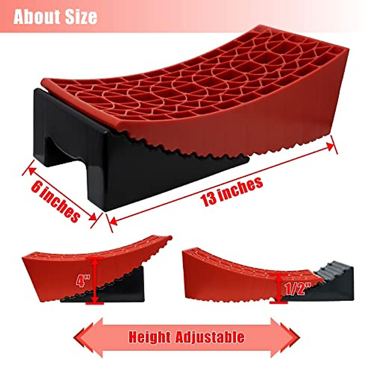 HRIDECYT Camper Levelers for Travel Trailers,No Trimming Required,Faster and Easier Than RV Leveling Blocks,Includes 2 Curved Levelers,2 Wheel Chocks,2 Non-Slip Mats,1 Carry Bag,Up to 35000lbs