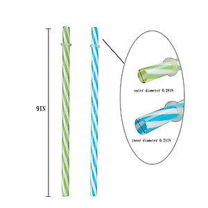 OKGD 100 Piece Reusable Hard Plastic Straws. BPA-Free, 9 Inch Long Stripe Drinking Straws, Outer Diameter 0.28 Inch