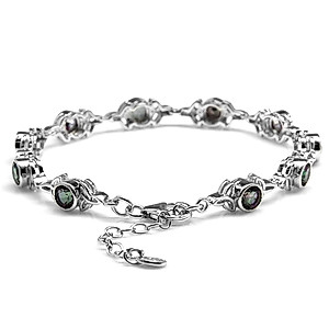 Silvershake 5.5ct. Mystic Fire Topaz 925 Sterling Silver Triquetra Celtic Knot 7 to 8.5 Inch Adjustable Bracelet