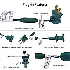 UL Certified LED Christmas String Lights, 17 Feet 50 Count Commercial Grade 5MM Wide Angle Christmas Light Set, Green Wire, Connectable String Light for Patio Garden Wedding Holiday (Blue)