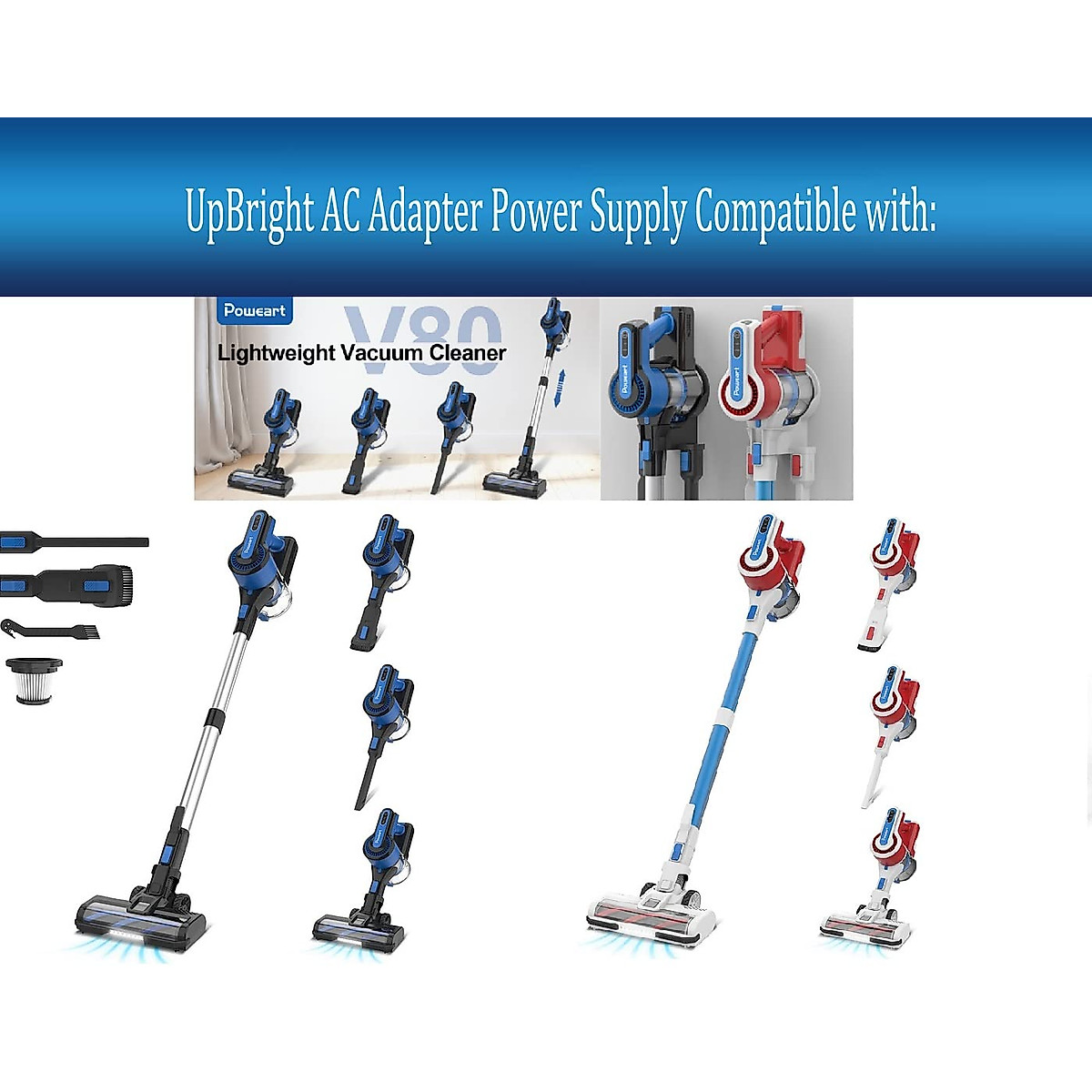 UpBright 35V AC/DC Adapter Compatible with Poweart V80 V80BL V80R V870 V870BL N700 29.6V Li-ion Battery 350W Lightweight Cordless Stick Vacuum Cleaner 35VDC 0.5A 500mA Power Supply Cord Charger PSU