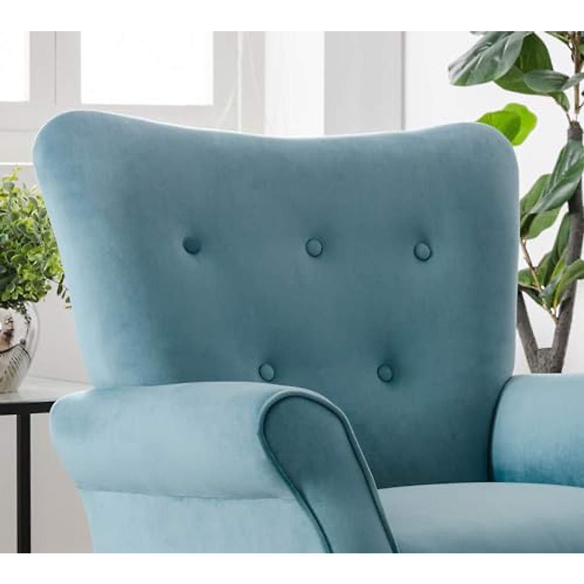 Blue Accent Chair, Unique Chair Armchair Solid Wood Comfy Modern Home Furniture for Living Room 32" Lx28.75 Wx38.25 H