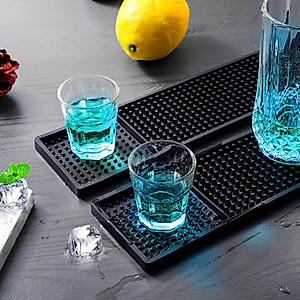 Facmogu 2PCS Rubber Bar Mats, 24x3 / 60x8cm Coffee Bar Countertop Spill Mats, Rubber PVC Kitchen Drink Service Mat, Rail Runner Drip Mat, Non Slip Heat Resistant Tabletop Protection Mat
