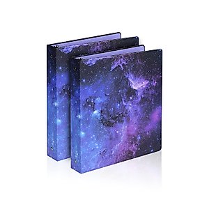 SUIN 1-inch 3 Ring-Binder with Pockets 1'' Round Ring Binders for School Holds US Letter Size 8.5'' x 11'' 200 Sheets for Office/Home/Back to School/Campus, 2 Pack