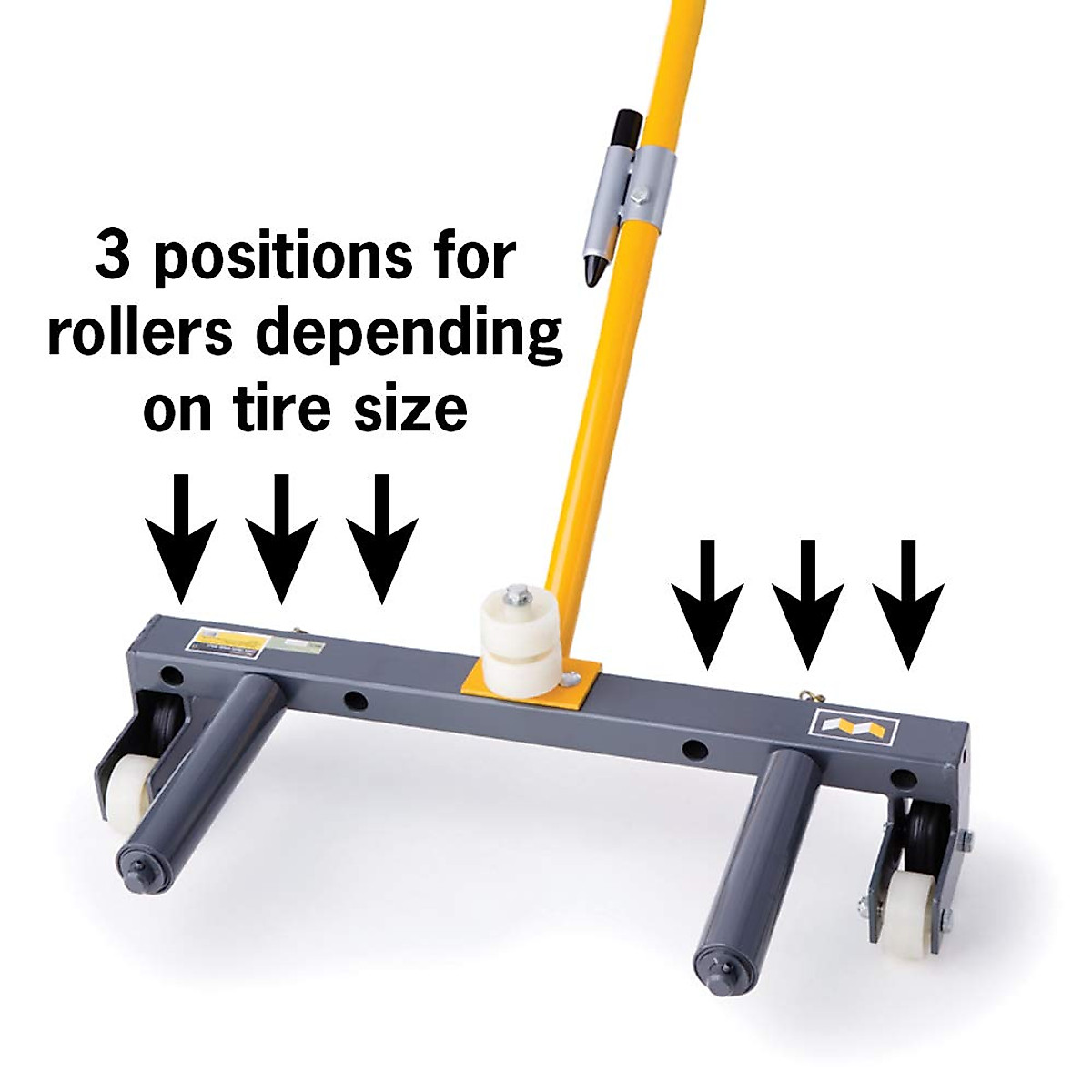 WINNTEC Rolling Wheel Dolly for Changing Car, Truck, Skid Steer, ATV, and Trailer Tires, Tire Lift for Large and Small Vehicles, 3 Roller Positions, 485 Pound Capacity