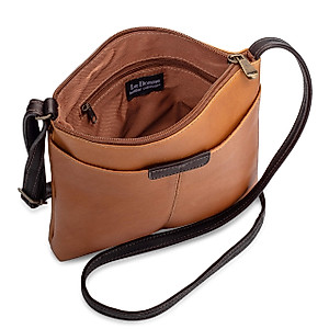 Le Donne Leather Cora Slip Pocket Crossbody - Premium Full Grain Colombian Leather, 9" x 9.5"x1" (Tan)