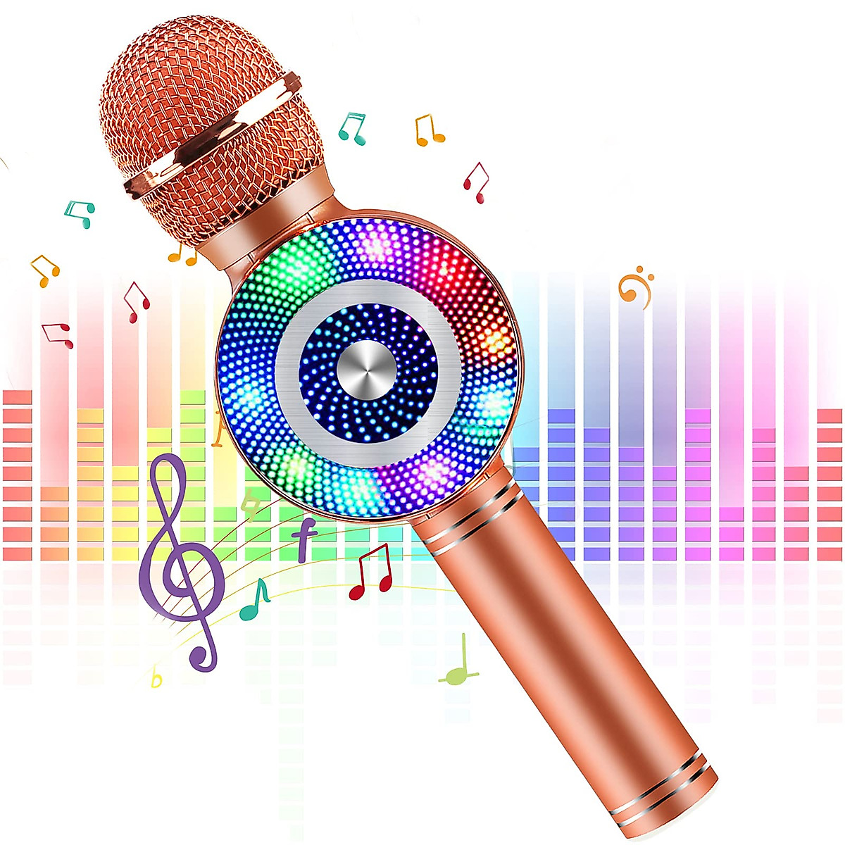 FISHOAKY Karaoke Microphone, Kids Karaoke Machine Portable Mic Player Speaker with LED for Christmas Birthday Home Party KTV Outdoor