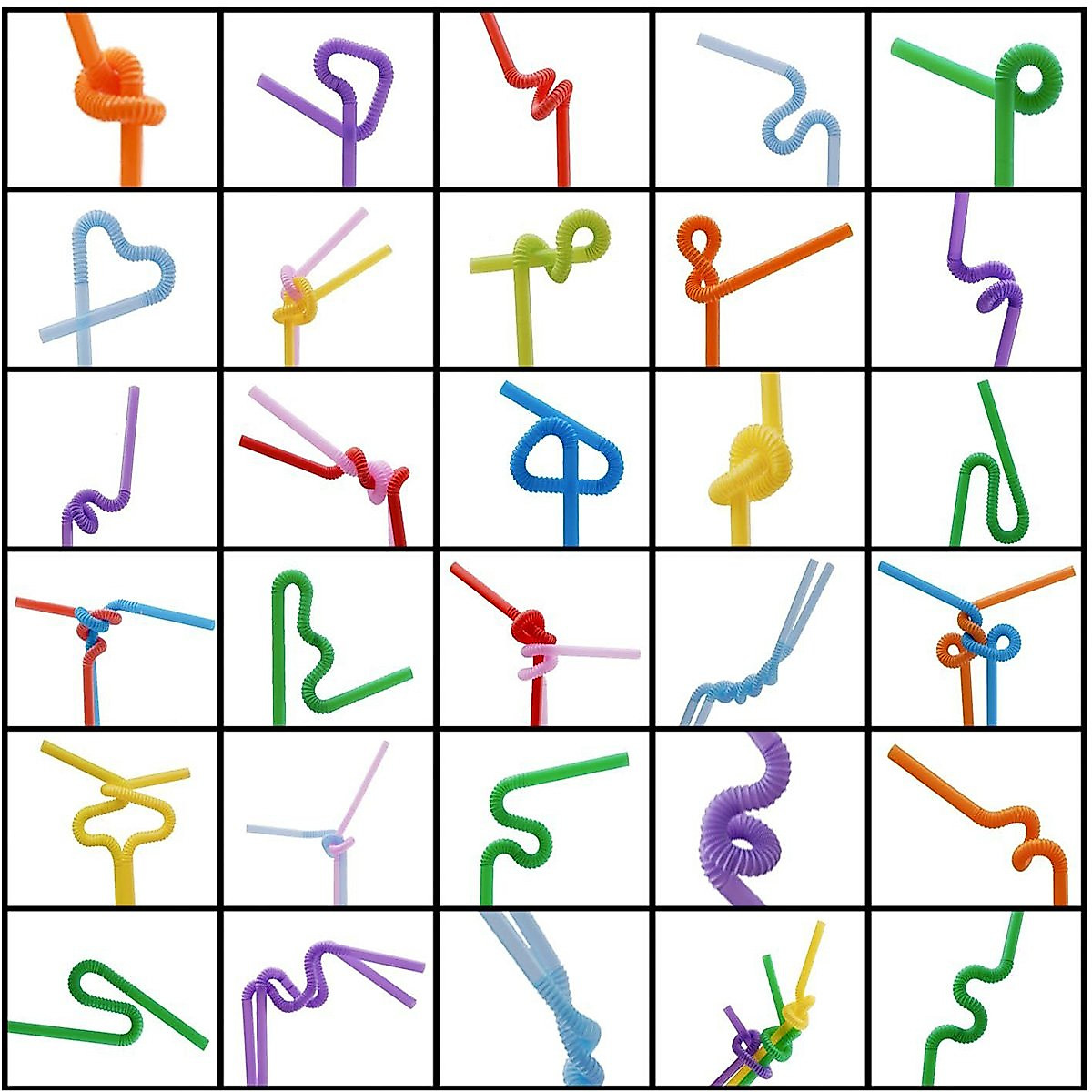 ALINK 200 PCS Flexible Plastic Drinking Straws, 10.2 Inches Extra Long Colorful Disposable Bendy Party Fancy Straws