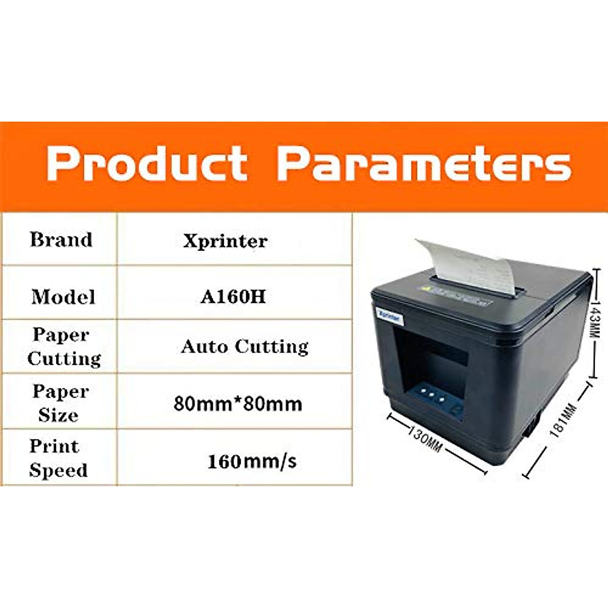 80MM POS Thermal Receipt Printer Compatible 80mm Thermal Paper Rolls sec High- Pos Printer with Auto Cutter ESC/POS Command Support Windows Mac Pos System(Black)(USB)