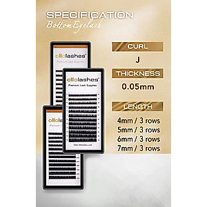 Bottom Lash Extension J Curl 0.05mm Mix4-7mm 4mm 5mm 6mm 7mm Black Color Bottom Lash Extensions (Mix4-7mm 0.05 J Curl)