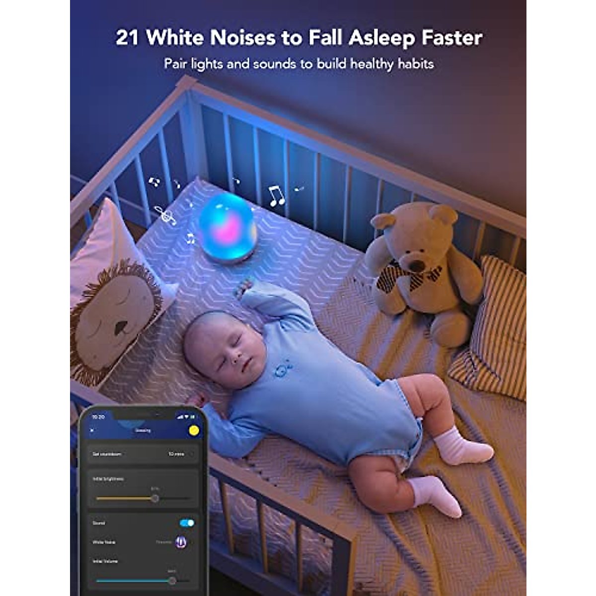 Govee RGBIC Easter Night Light, Sound Machine, Bluetooth Speaker in One, 60+ Music, Game & Sence Modes, Portable Table Lamp with Charging Base, White Noise Machine, Sleep Trainer for Gentle Wake Up