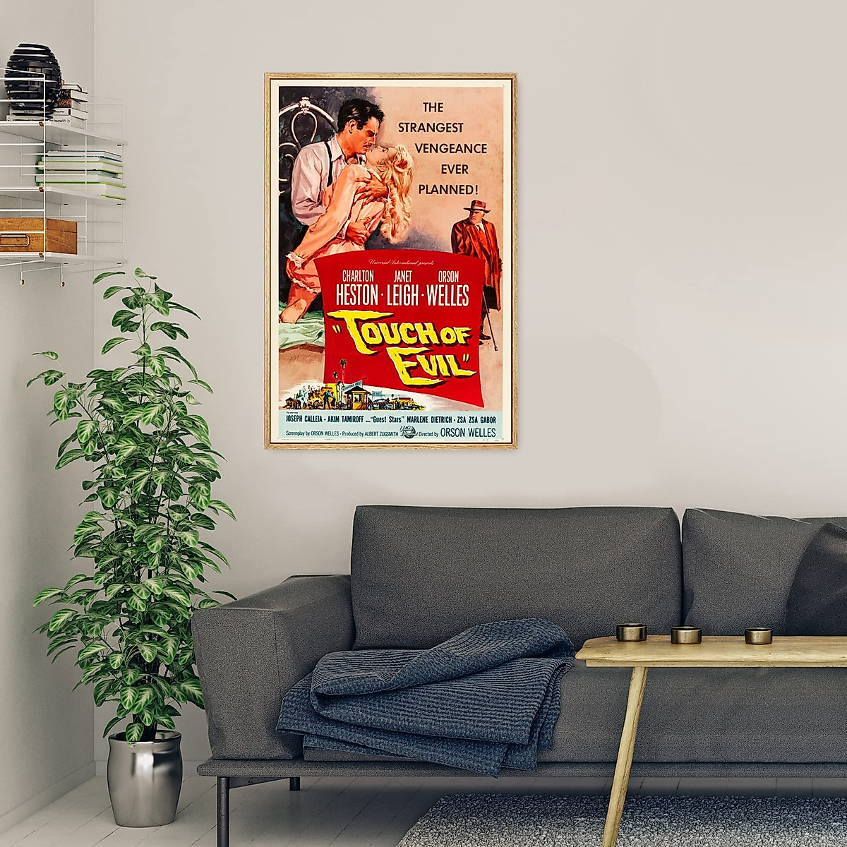 Touch Of Evil Charlton Heston Janet Leigh Orson Welles 1958 Movie Poster Print,Home Wall Art Decoration Poster Retro (Framed)