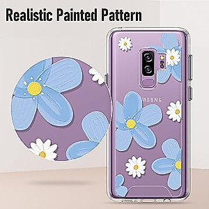 Rayboen for Galaxy S9 Plus Case, Floral Pattern Shockproof Protection Phone Cover, Silicone Protector Funda para Samsung S9 Plus Transparent Flexible Sleek Durable Case