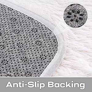 ROSMARUS Fluffy Rug for Bedroom 3'X5' Fuzzy Rug for Girls Boys Kids Nursery Teens Room Room Shaggy Rug for Dorm Shag Carpet Room Decor, White