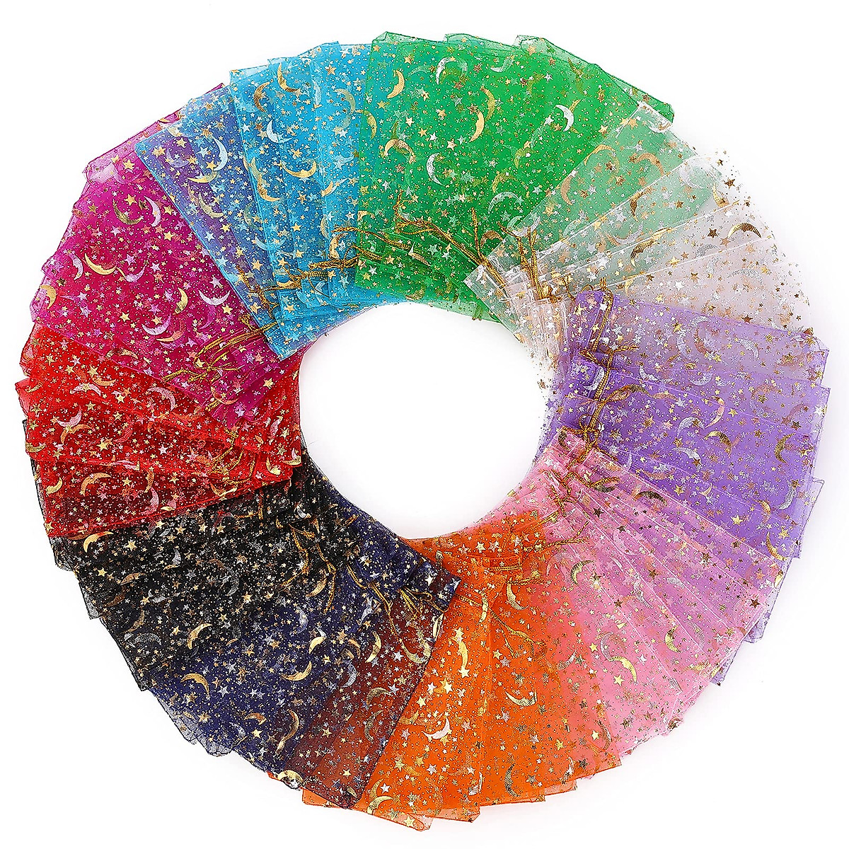 ONEYIM 150Pcs Organza Bags,4"x6"Multi-coloured Drawstring Bags Organza Wrap for Wedding Valentine's Day Birthday Party, Candy Jewellery Toy Bags(11x16cm)