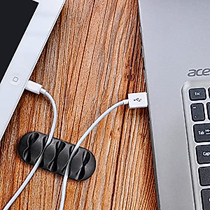 18 Pack Cable Clips Self Adhesive Cord Holders Ideal Cable Cords Management for Organizing Cable Wires Home, Office, Car, Desk Nightstand (18-Black)