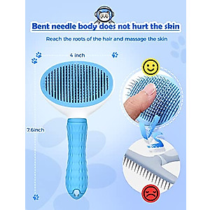 Cat Grooming Glove Brush, RIFNEEIM Pet Deshedding Glove with Self Cleaning Slicker Brush, Efficient Pet Hair Remover Massage Tool with Enhanced Five Finger Design for Cat Dog