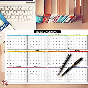 2023 Full Desk Calendar - 11 x 17” Large Size 12 Month Planner - 2 Sided Vertical/Horizontal Reversible - Printed on Thick and Durable 80lb Cardstock (216 GSM) - 2 Per Pack