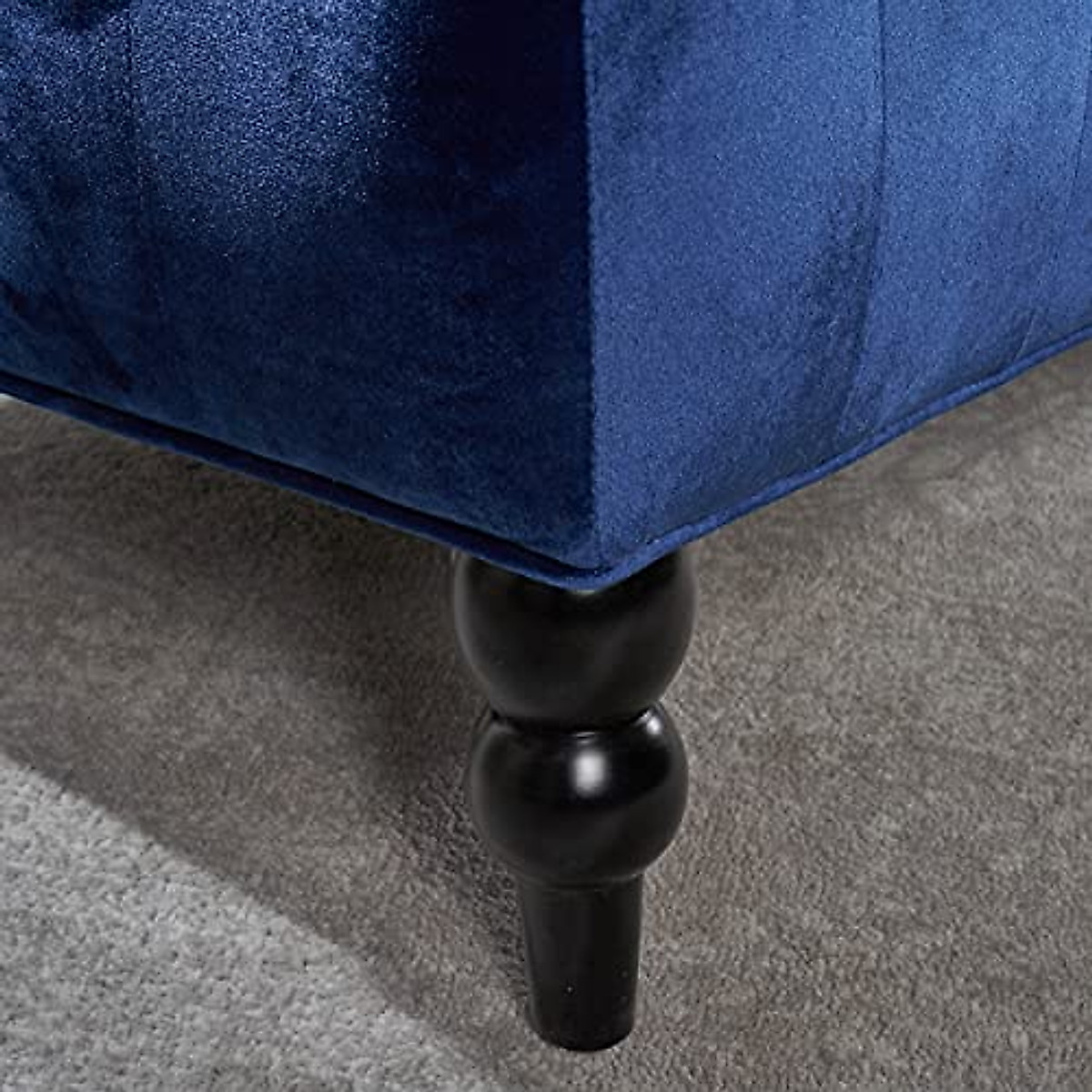 Christopher Knight Home Leora Traditional Tufted Velvet Wingback Loveseat, Navy Blue / Dark Brown