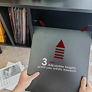 Record Player Stand with Vinyl Storage Holds Up to 300lb, Large Record Player Table Cabinet for Album Storage with Holder Vinyl Display Shelf, Wood Turntable Stand for Bedroom Living Room (Black)