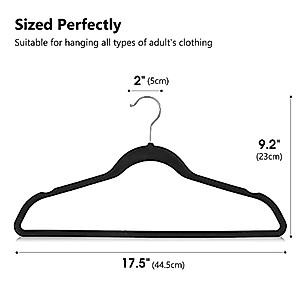 Cozymood Luxury Black Velvet Hangers 60 Pack, Premium Clothes Hangers Non-Slip Felt Hangers, Strong Black Hangers Heavy Duty Coat Hangers, Sturdy Suit Hangers Space Saving, No Shed, 360 Rotating Hook