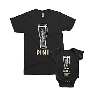 Threadrock Pint & Half Pint Infant Bodysuit & Men's T-Shirt Matching Set (Baby: 6M, Charcoal|Men's: XL, Charcoal)