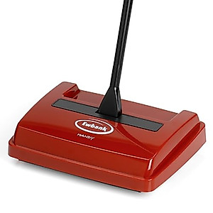 Ewbank 525 Speedsweep Compact Manual Floor Sweeper for Cleaning Floors and Carpets, 3.7-Foot Handle, 8-inch-Wide Sweeping Path, Red