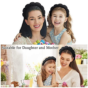 LALAXAVA Spa Headband Hair Band for Women - Puffy Sponge Black Headbands for Washing Face Hair Headband for Skincare, Makeup Removal, Shower - Soft Absorbent Terry Towel Cloth Fabric