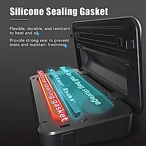 Vacuum Sealer Machine for Food Saver, Automatic Food Sealers with Built-in Cutter & Bag Storage, Dry/Moist/External Vacuum System Modes, Air Sealing Machines with 10 Sealer Bags &1 Roller Bag for Sous Vide