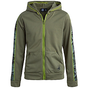 Body Glove Boys' Active Sweatsuit Set - 2 Piece Fleece Zip-Up Hoodie Sweatshirt and Jogger Sweatpants (8-14), Size 8, Green Yellow Camo