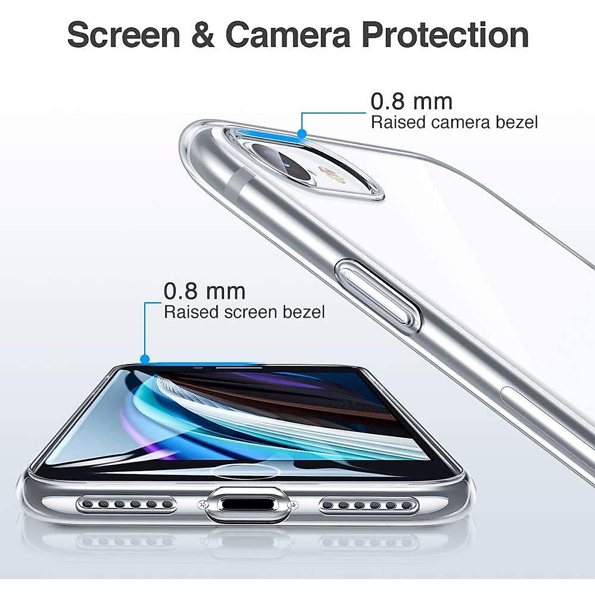 KJYFOANI for Doogee V20 Pro Case with 2 x Tempered Glass Screen Protector, Transparent Shockproof Solf Silicone Protection Case for Doogee V20 Pro, Case for Women Men, (6.43") - Rose Flower