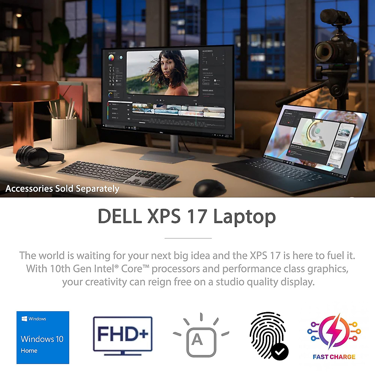 New Dell XPS 17 9700 Laptop, 17" FHD+ InfinityEdge Display, Intel i7-10750H, GeForce GTX 1650Ti, 32GB RAM, 512GB SSD, IR Camera, Backlit Keyboard, Fingerprint Reader, Wi-Fi 6, Thunderbolt, Win 10 Home