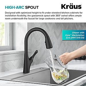 KRAUS Merlin Transitional Pull-Down Single Handle Kitchen Faucet in Matte Black, KPF-1674MB