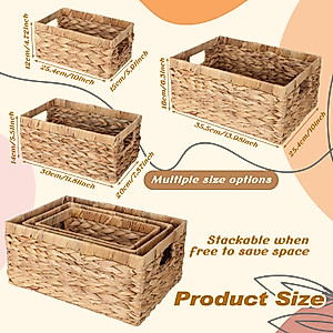 Layhit Set of 3 Wicker Storage Baskets, Water Hyacinth Wicker Storage Baskets Set, Wicker Storage Baskets for Storage, Water Hyacinth Storage Baskets for Shelves,3 Mixed Sizes
