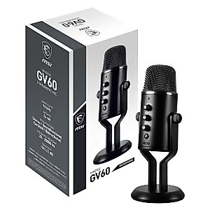 MSI IMMERSE GV60 Streaming Microphone (USB Type-C Interface and 3.5mm Aux, for Professional Applications with Intuituve Control in 4 Modes: Stereo, Omnidirectional, Cardioid and Bidirectional)