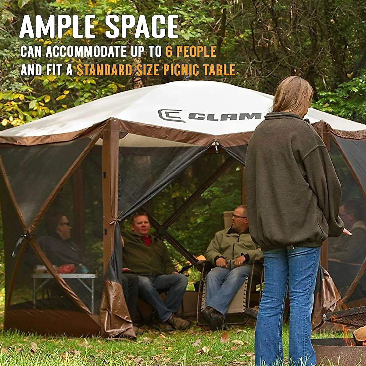 CLAM Pop Up Screen Tent, Outdoor Camping Gazebo Canopy, Escape, 11.5', Brown