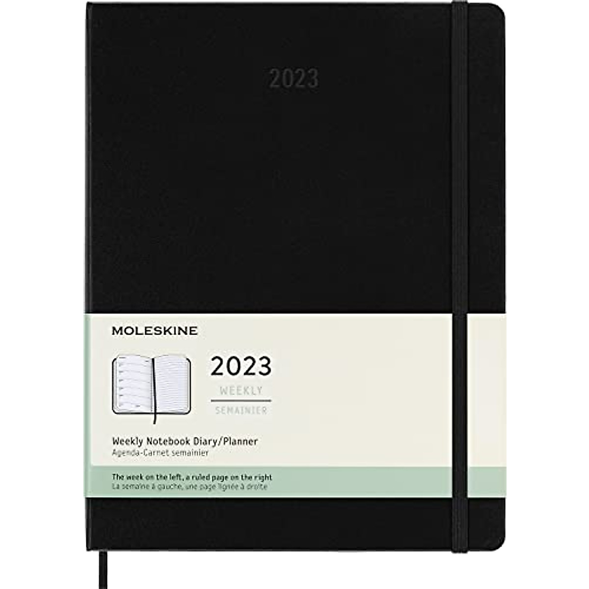 Moleskine 2023 Weekly Notebook Planner, 12M, Extra Large, Black, Hard Cover (7.5 x 10)