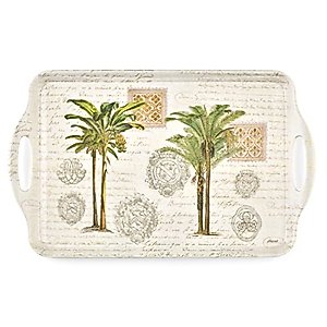 Pimpernel Vintage Palm Study Collection Large Handled Tray | Serving Tray for Lunch, Coffee, or Breakfast | Made of Melamine for Indoor and Outdoor use | Measures 18.9" x 11.6" | Dishwasher Safe