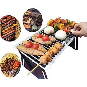 Bodkar Small Portable Grill for Personal Use, Mini Charcoal Grill for Tabletop Indoor Outdoor Cooking BBQ Camping Picnic Patio Backyard