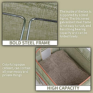F.P.L Foldable Storage Bins Box Oxford Cloth Steel Frame Storage Bag Clothing Storage Containers Organizer for Clothes Beddings Towels(24L Army Green 2PCS)