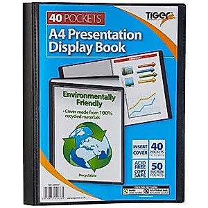 Tiger 300933 40 A4 Pocket Presentation Display Book - Black