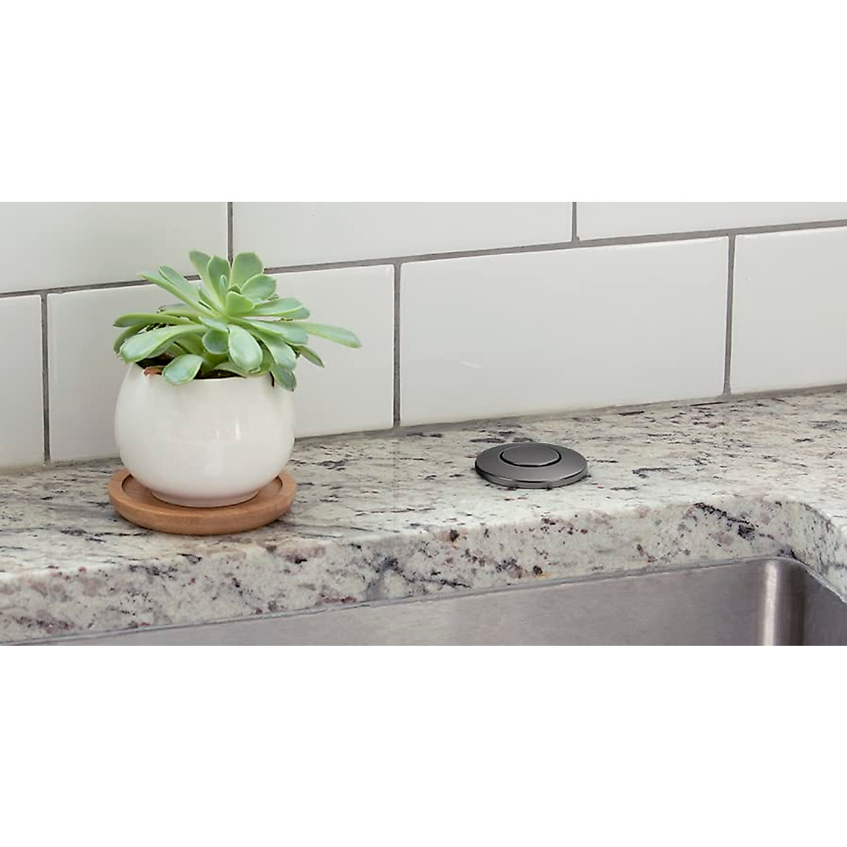 Lew Electric Push Button Garbage Disposal Air Switch and Controller (Black Stainless)