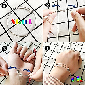 Jvvsci 3PCS Stainless Steel Inspirational Charm Bracelets Jewelry Set Engraved Message Motivational Expendable Bangles for Women Girls