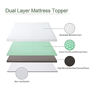 Full Mattress Topper Memory Foam 3-Inch, Assile Dual-Layer Bed Topper with Breathable Removable Cover, Medium Firm Foam Mattress Pad